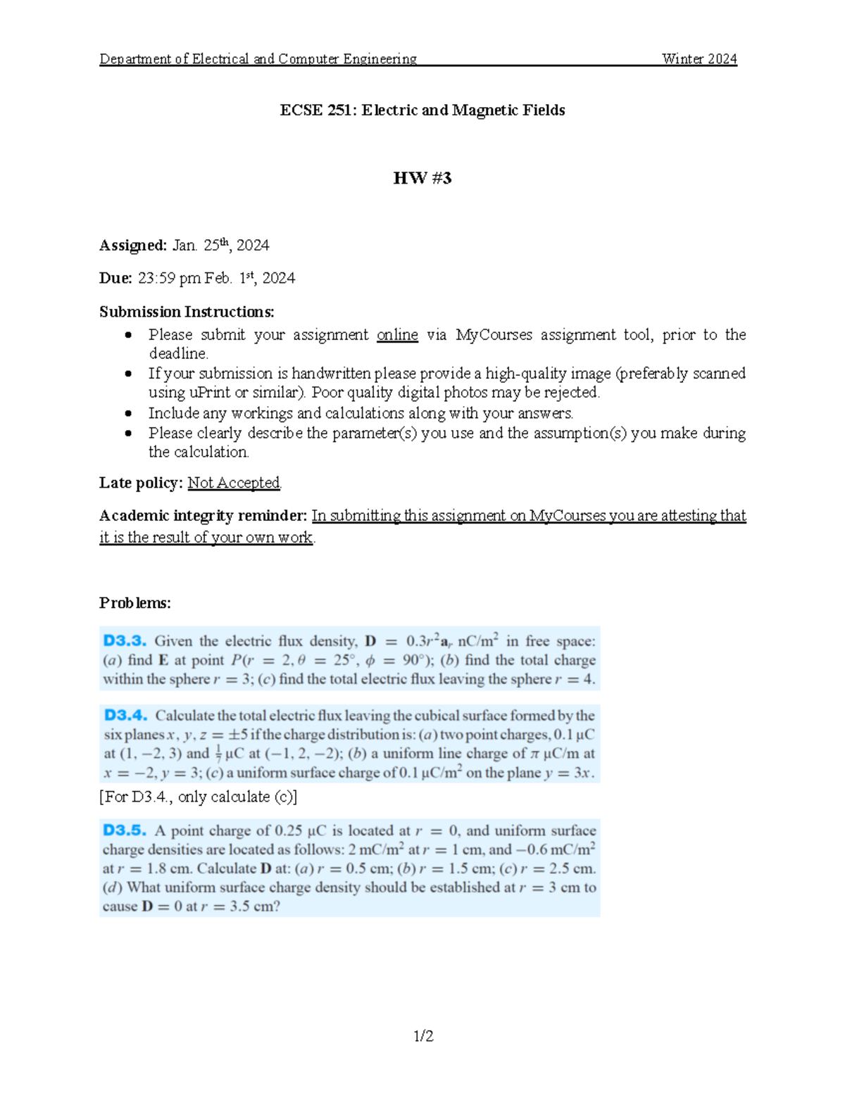 ECSE251 HW3 - Assignment 3 - the third assignment of the semester ...