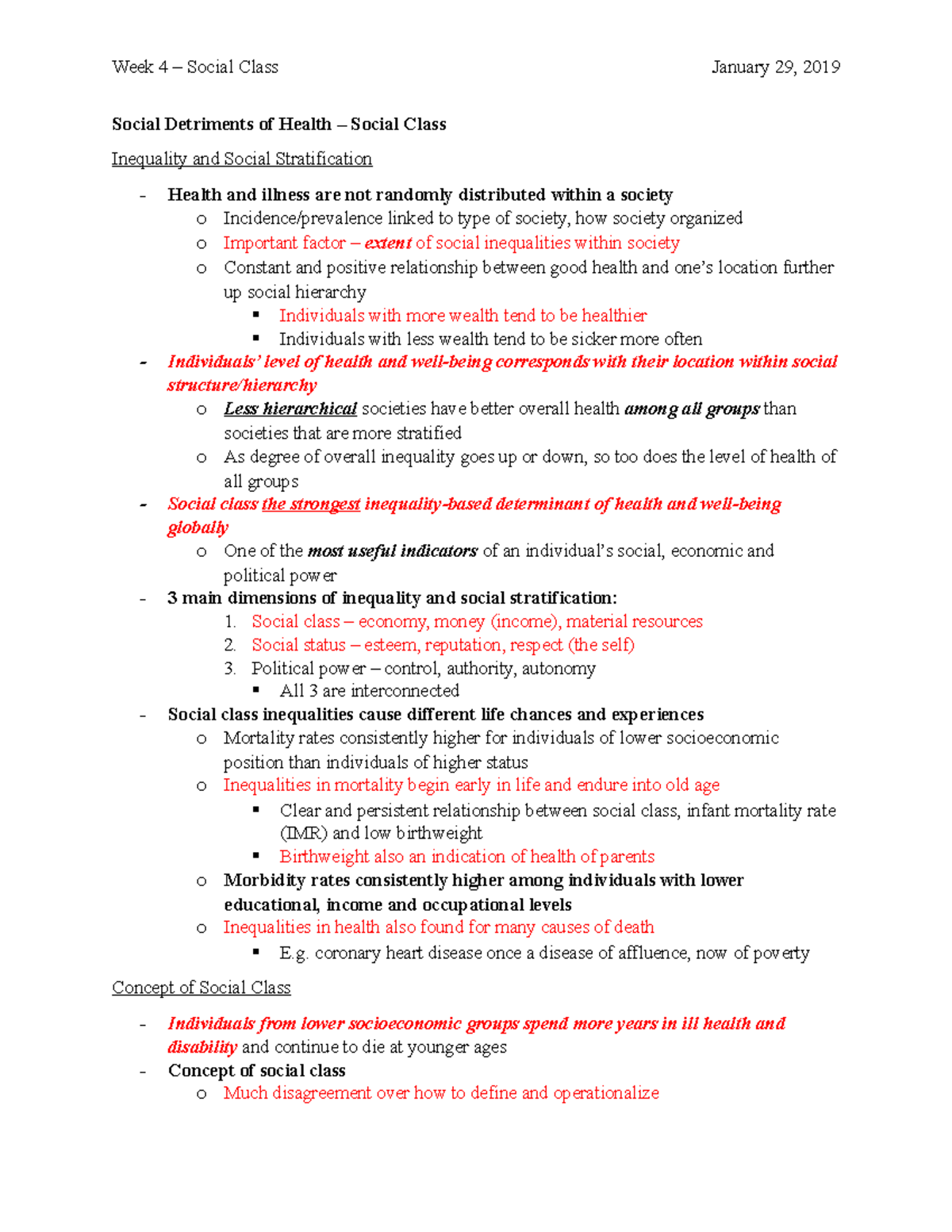 Week 4 - Part One-Social Class - Social Detriments of Health – Social ...