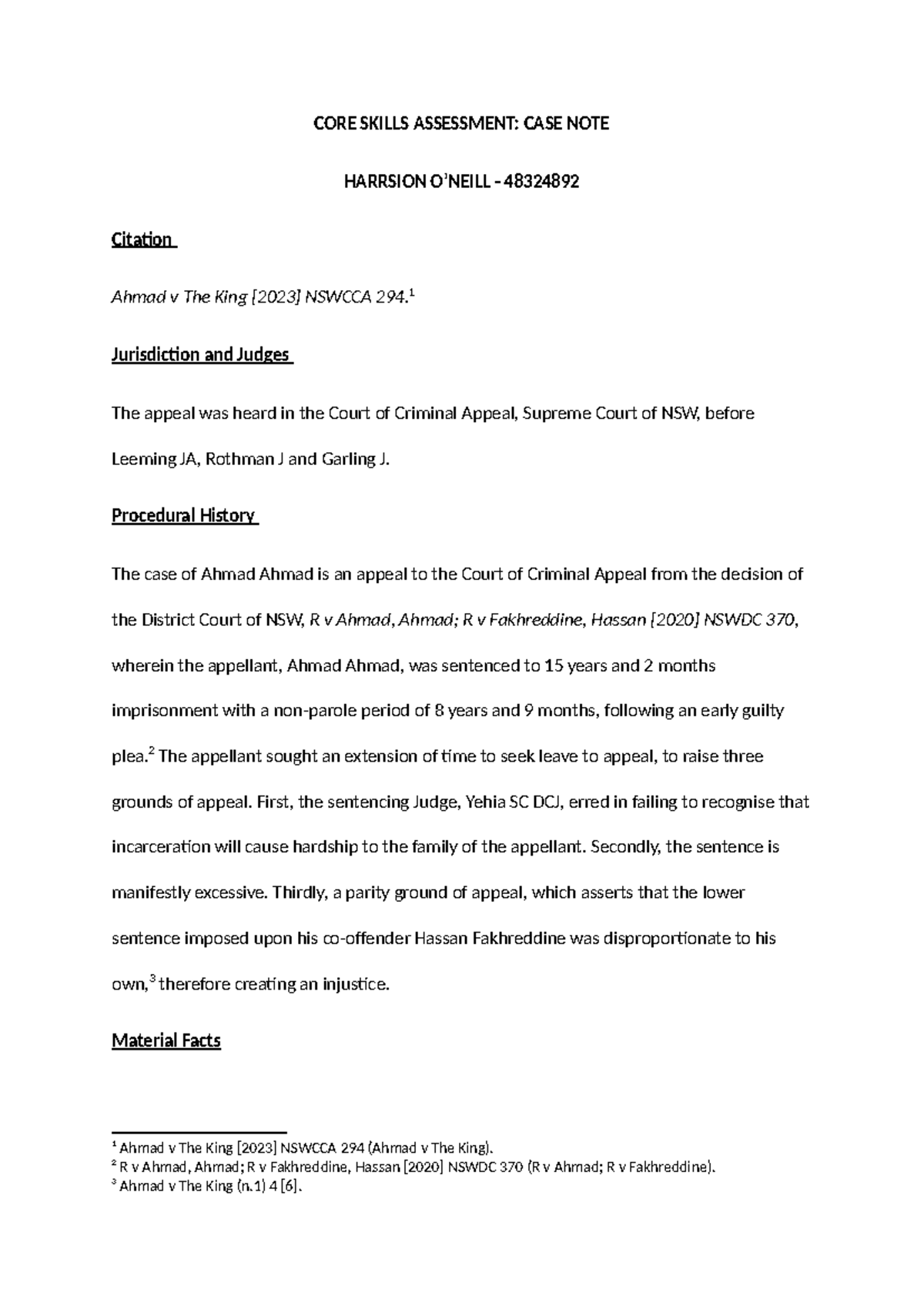 CORE Skills Assessment - CORE SKILLS ASSESSMENT: CASE NOTE HARRSION O ...