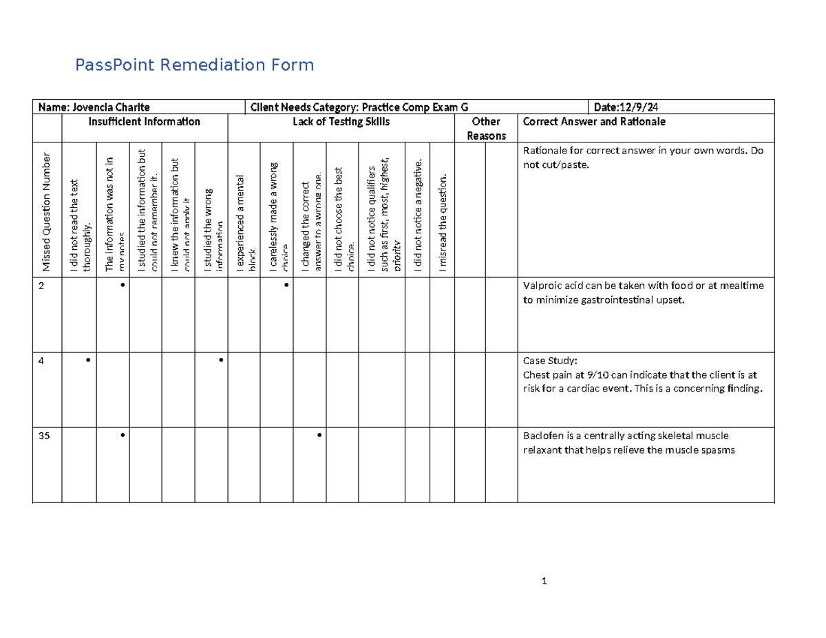 Pass Point Remediation Form 2023 - PassPoint Remediation Form Name ...