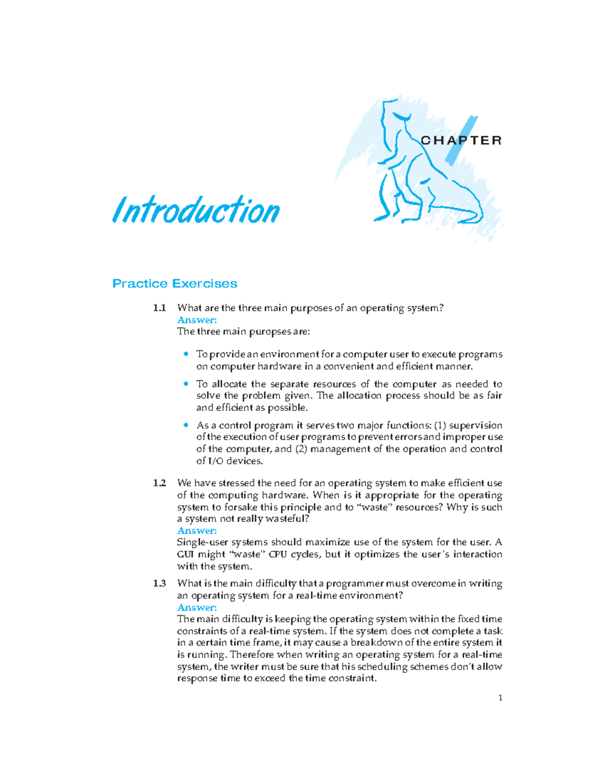 1-web - Operation system - 1 C H A P T E R Introduction Practice Exercises 1 What are the three ...