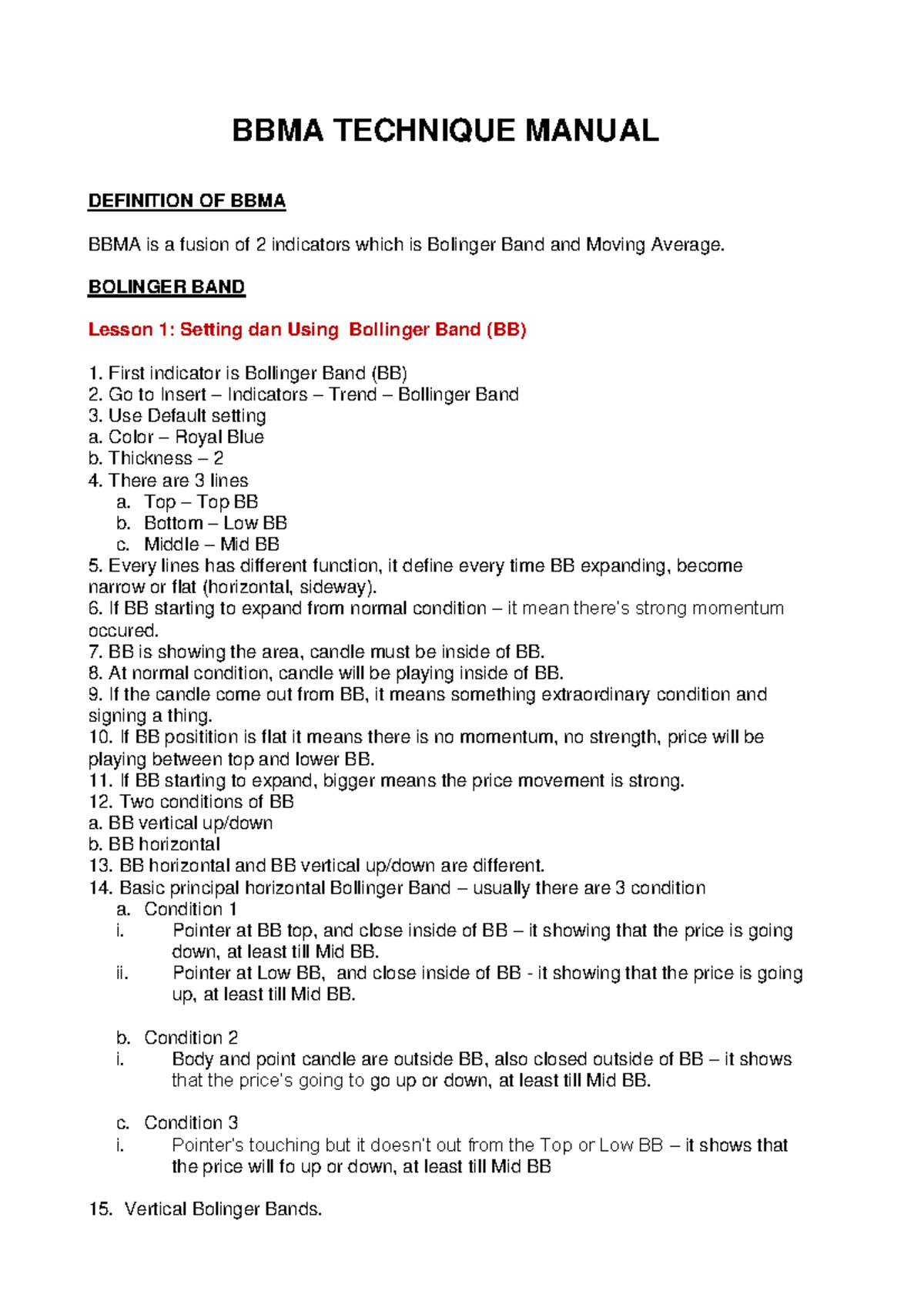 BBMA Trading Strategy - BBMA TECHNIQUE MANUAL DEFINITION OF BBMA BBMA ...