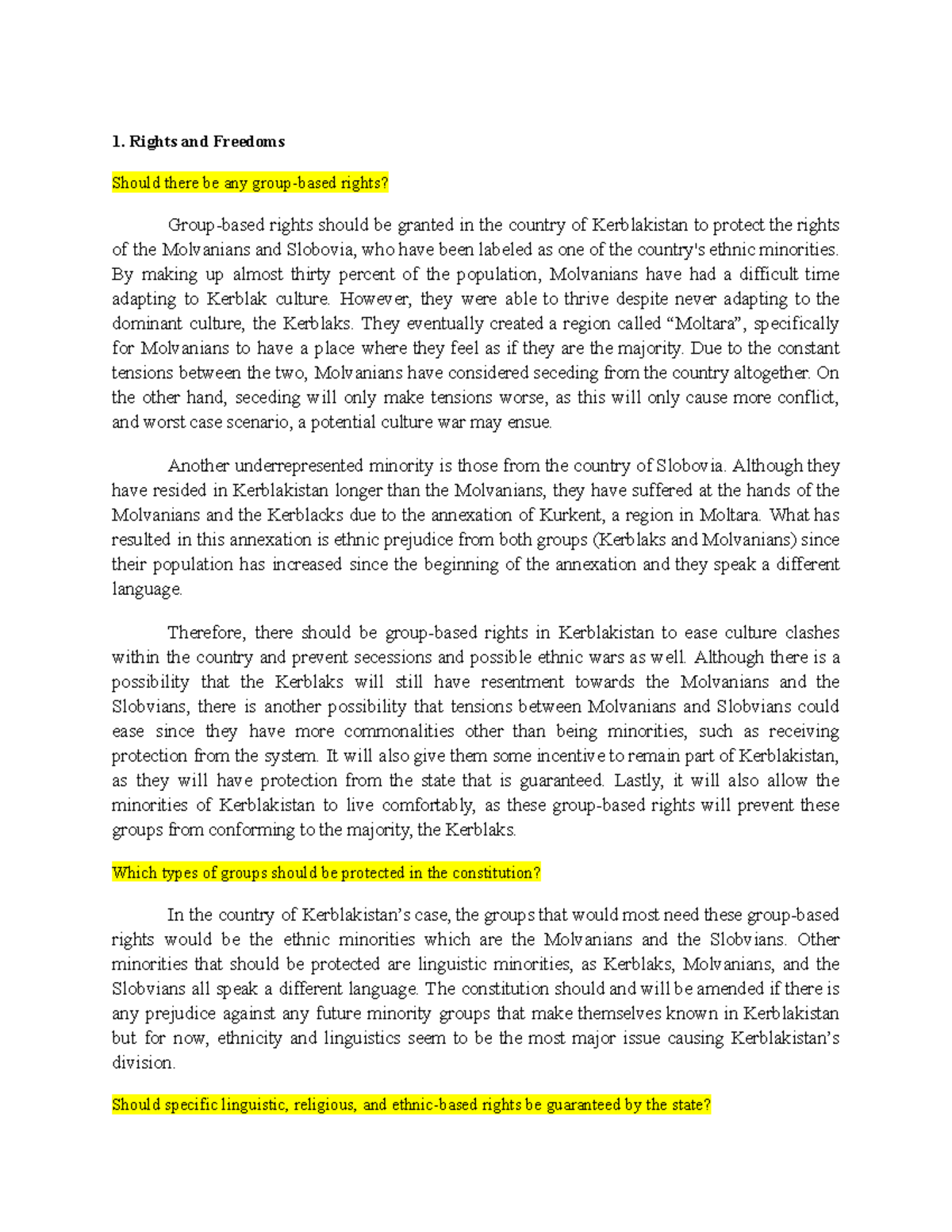 Kerblakistan Project - Rights and Freedoms Should there be any group ...