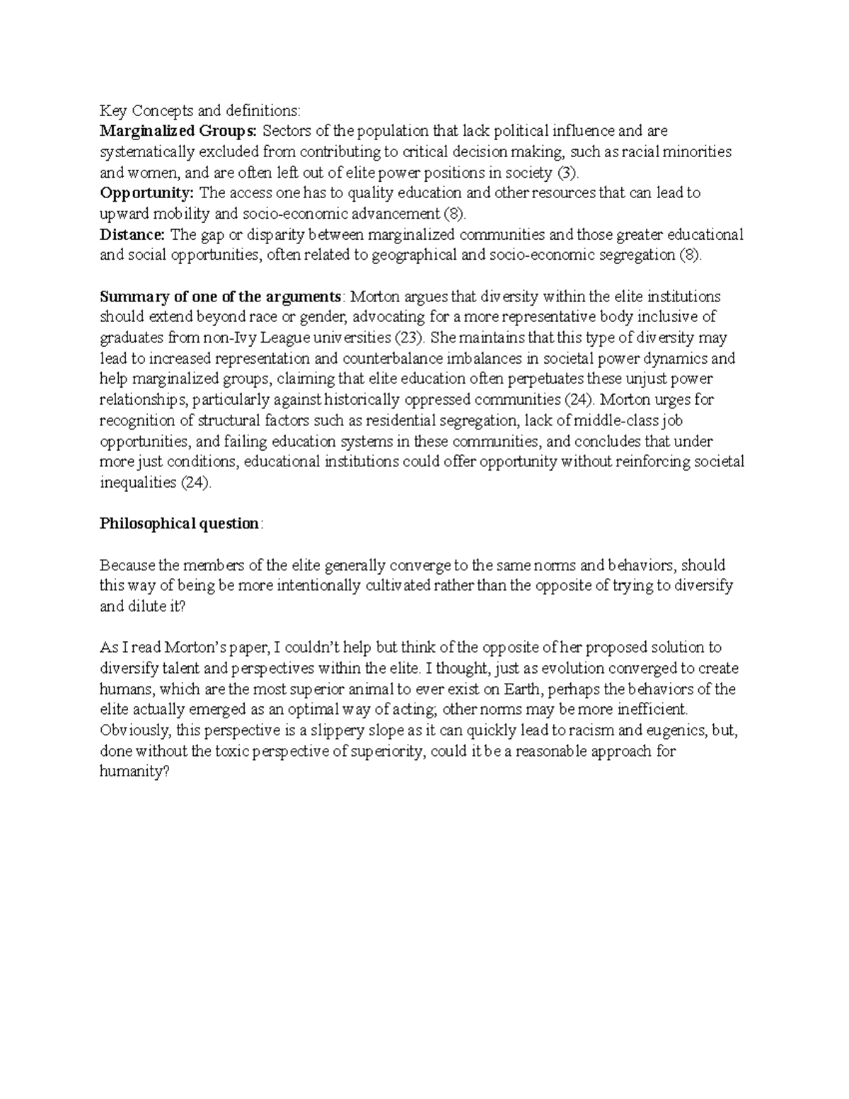 Morton Reading Digest - Key Concepts and definitions: Marginalized ...