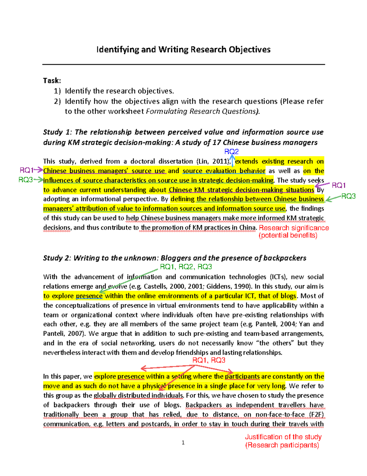 CAES9420 Identifying and Writing Research Objectives (with annotations ...