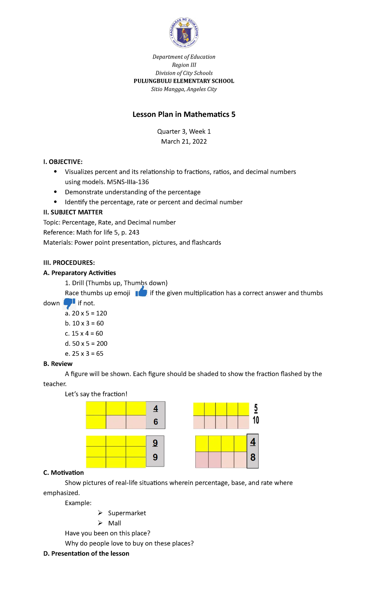 LP in Math - hi this file may help you. - Department of Education ...