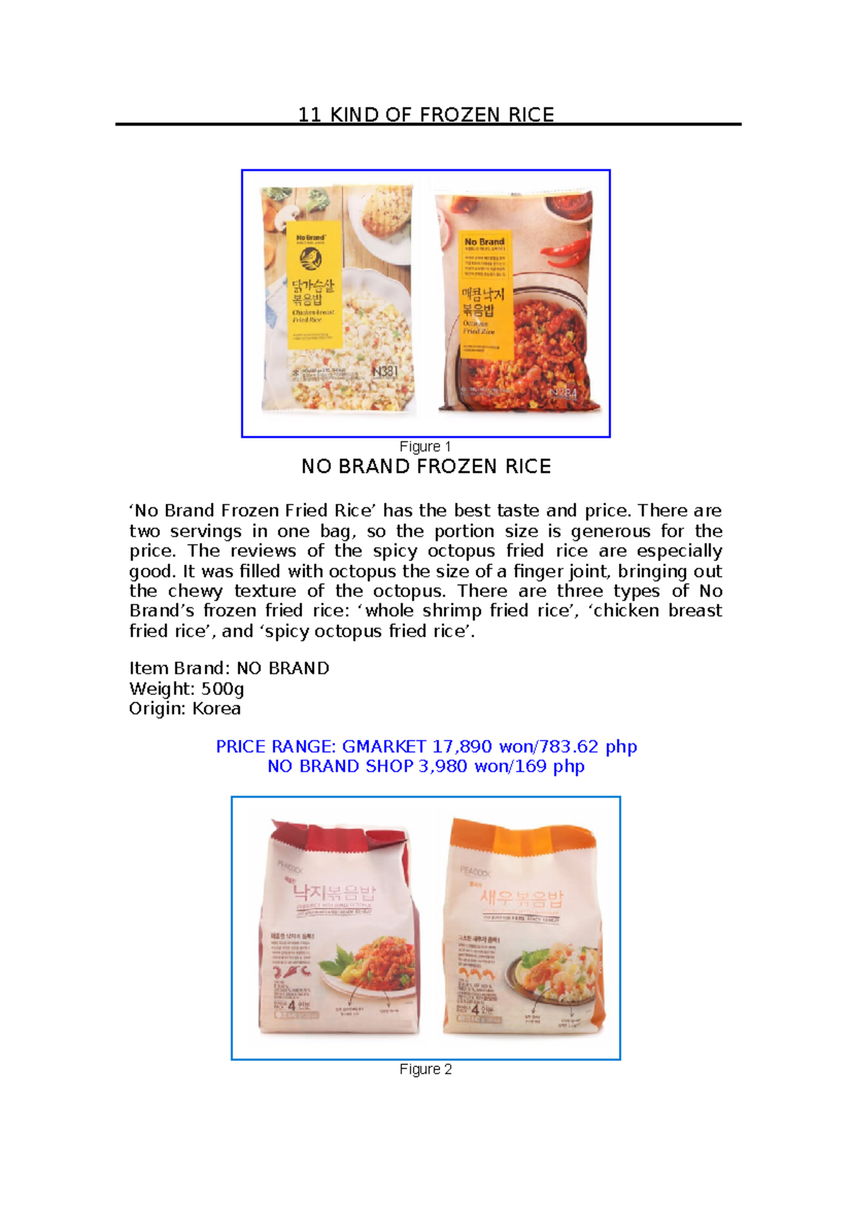 11 KIND OF Frozen RICE - 11 KIND OF FROZEN RICE Figure 1 NO BRAND ...