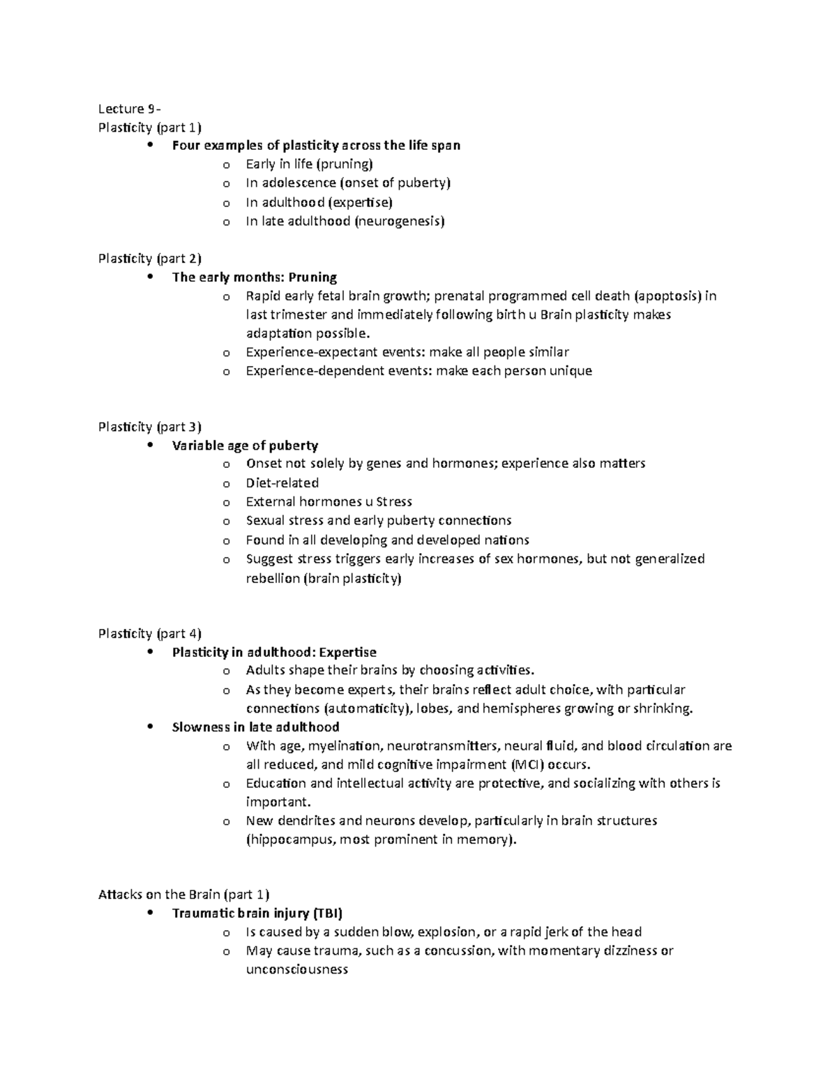 PSYC160 L9 - Dr. Shepard - Lecture 9- Plasticity (part 1) Four examples ...
