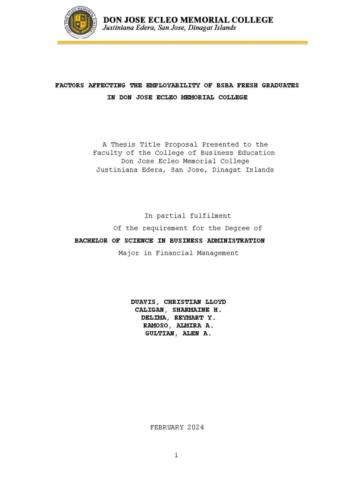 Graduate Employabilty - i FACTORS AFFECTING THE EMPLOYABILITY OF BSBA ...