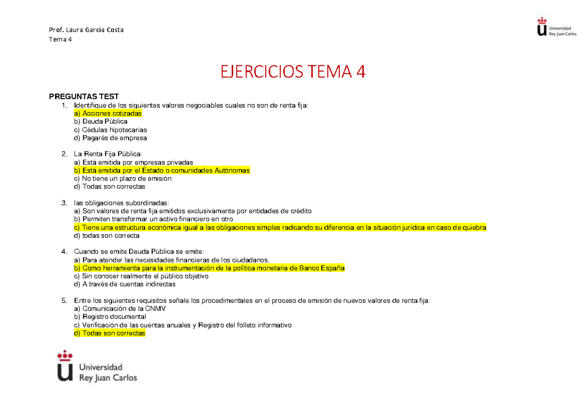 TEMA 4 TEST - ghdfgh - Prof. Laura García Costa Tema 4 EJERCICIOS TEMA ...