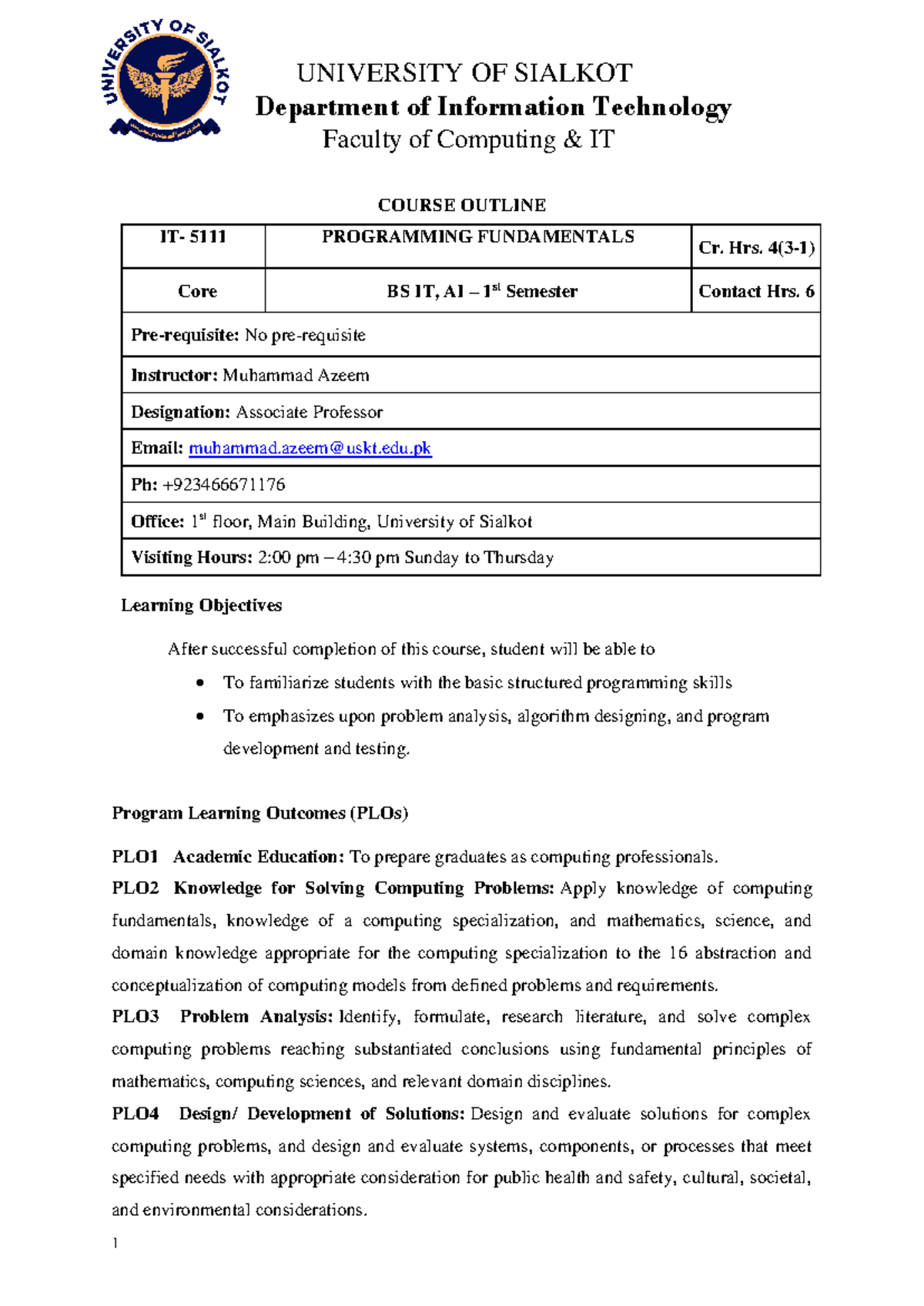 IT-5111 PF course-outline - Department of Information Technology ...