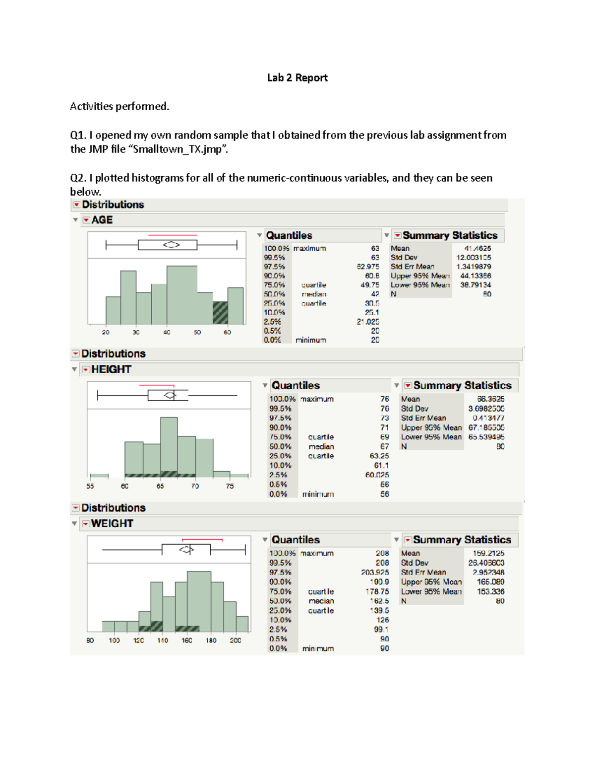 Lab 2 Report - Lab 2 - Lab 2 Report Activities performed. Q1. I opened ...