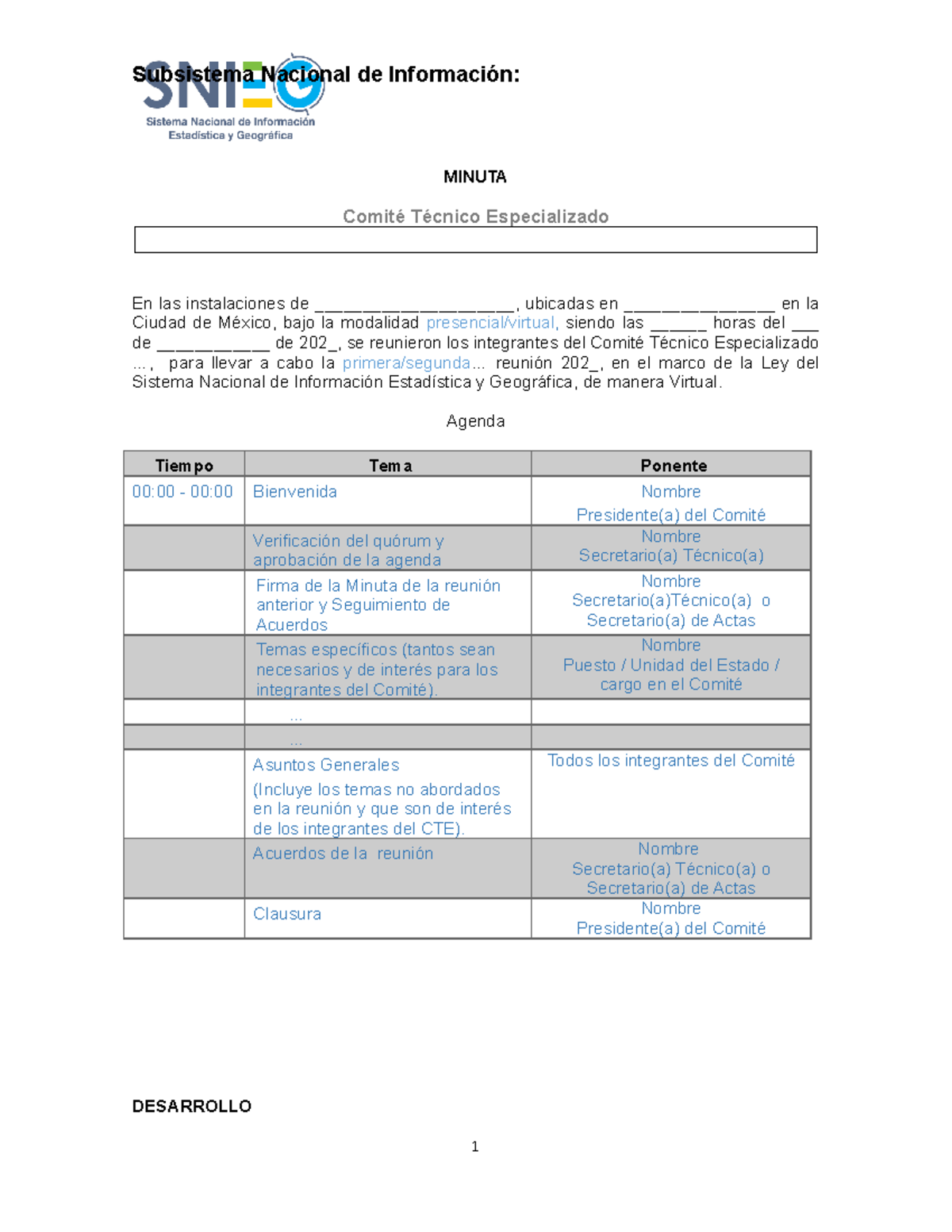Formato-minuta cte - minuta de reunión - MINUTA Comité Técnico ...