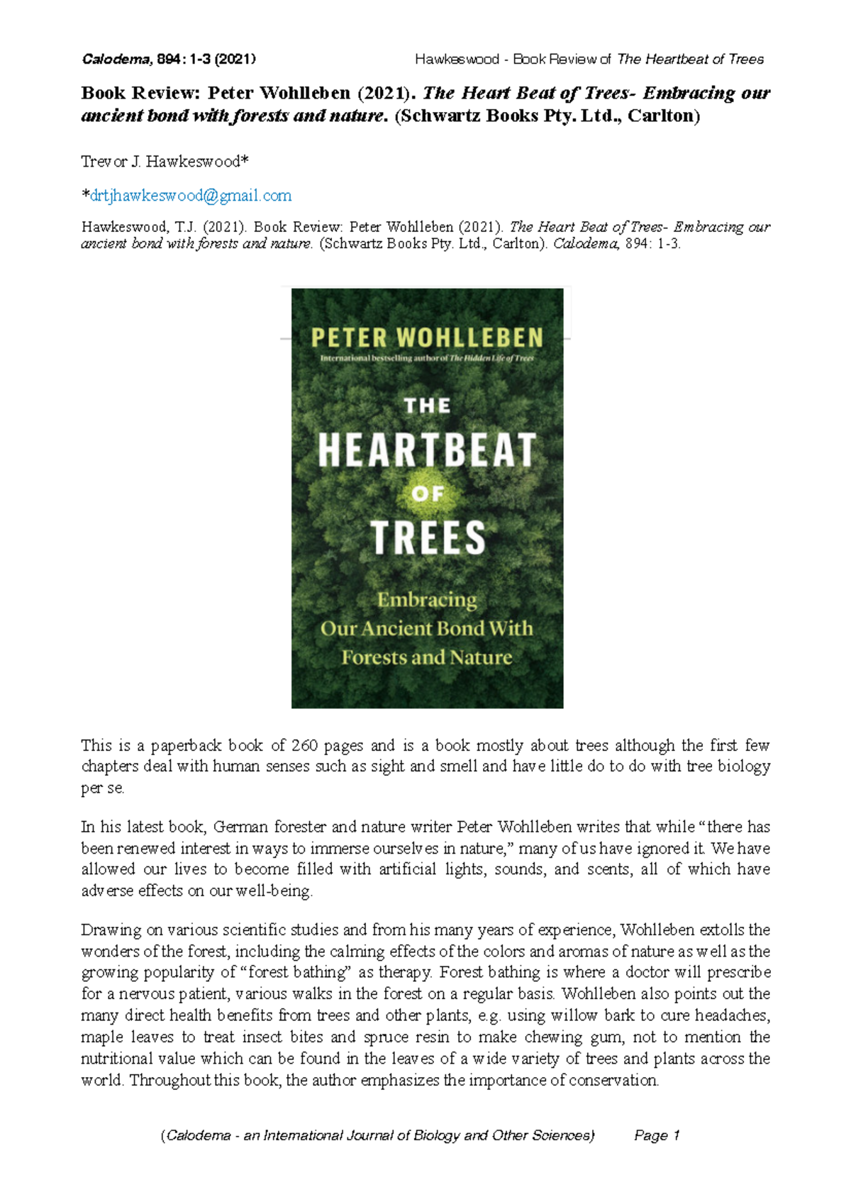 Book Reviewof The Heartbeatof Trees - Calodema, 894: 1-3 (2021 ...