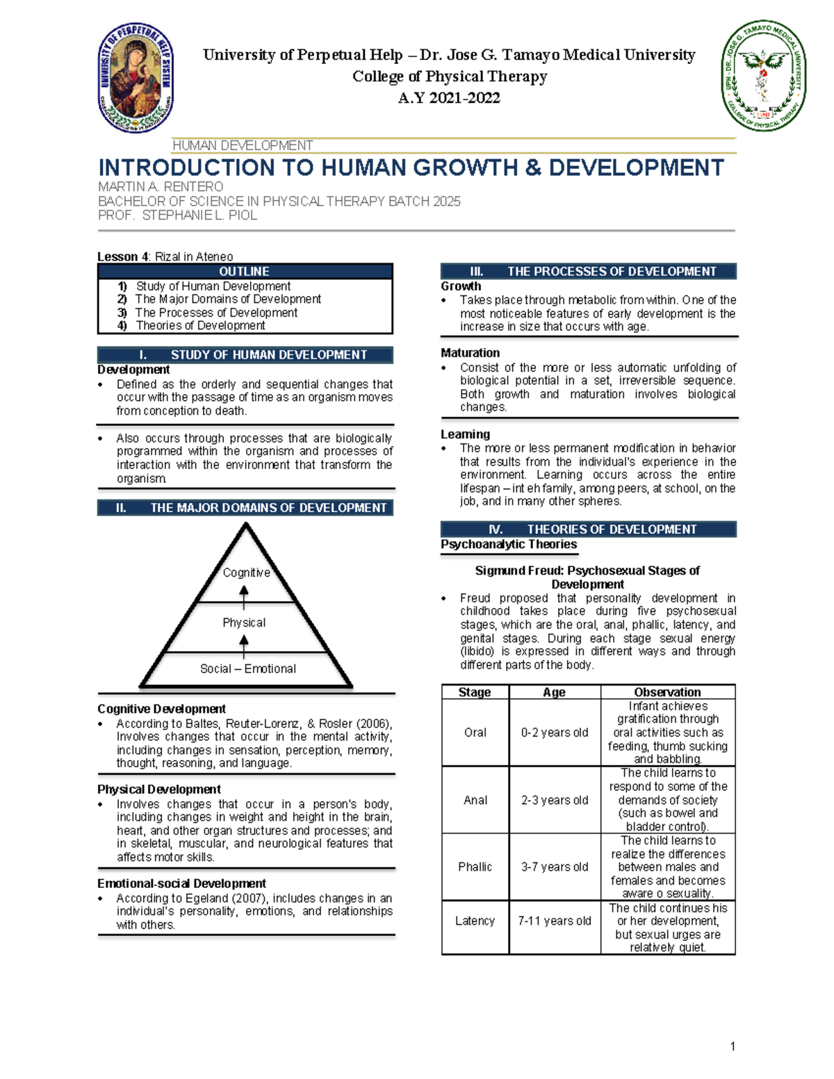 Humdev Summer Topic 1 Introduction - HUMAN DEVELOPMENT INTRODUCTION TO ...