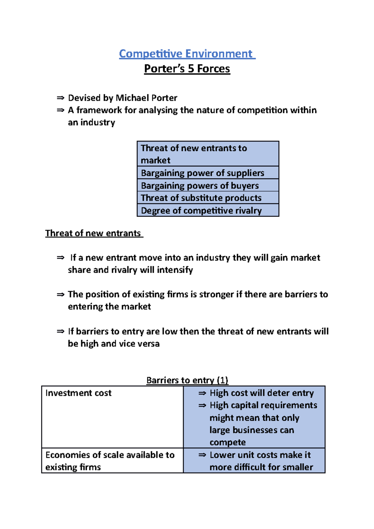 Competitive Environment - Competitive Environment Porter’s 5 Forces ...