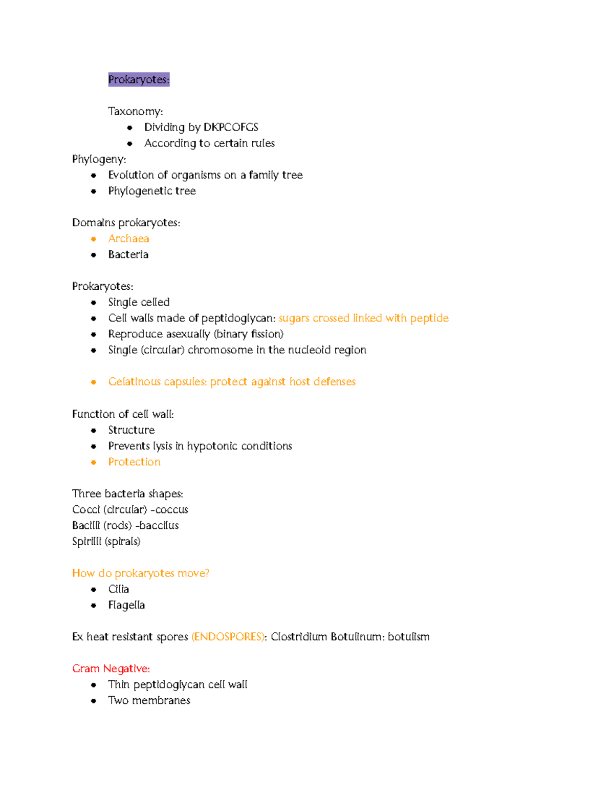 Biology Notes (Prokaryotes, Plants, Protists, Fungi) - Prokaryotes ...