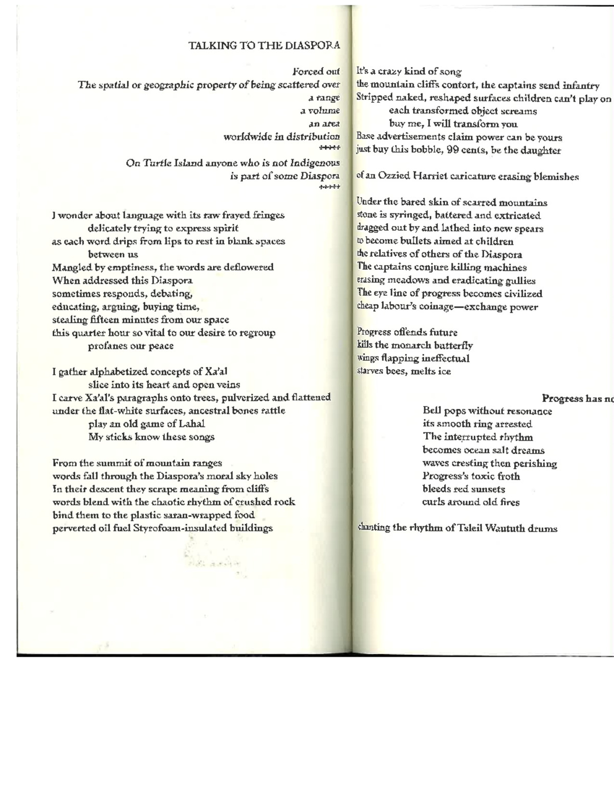 Maracle- Talking to the Diaspora - Studocu