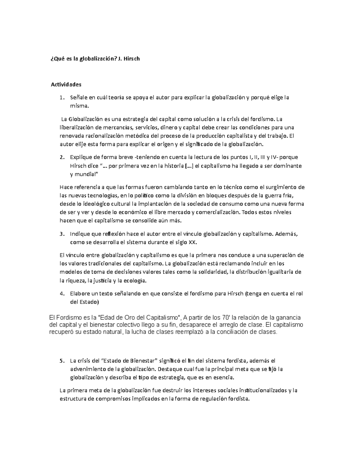 Qué es la globalización - Hirsch Actividades Señale en cuál teoría se ...