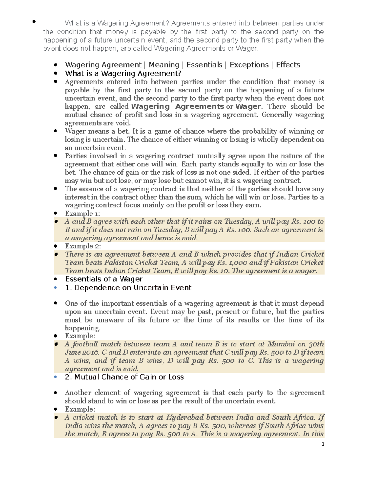 Wager contracts - thanks - What is a Wagering Agreement? Agreements ...