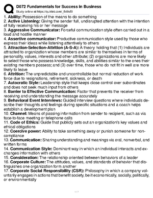 Task 1 D093 outline - D093 Task 1 Outline A. Create a three-part learning objective that ...