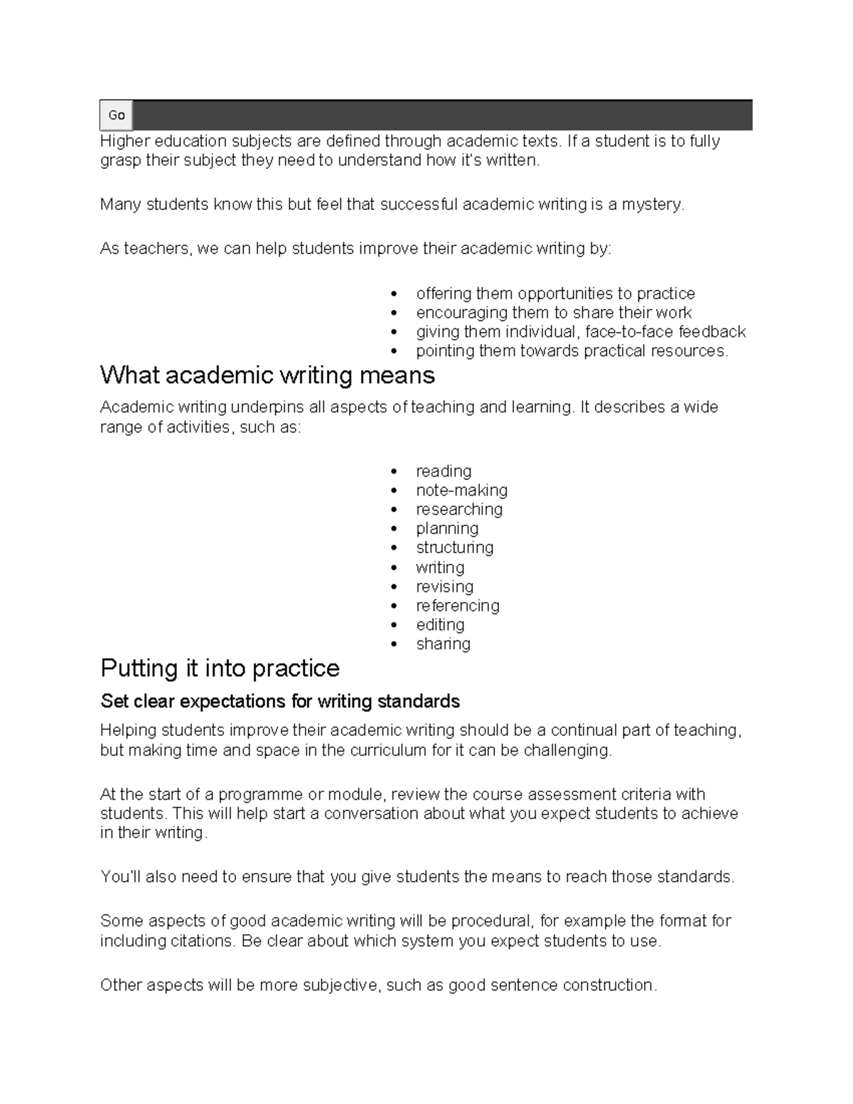 Academic text - Higher education subjects are defined through academic ...