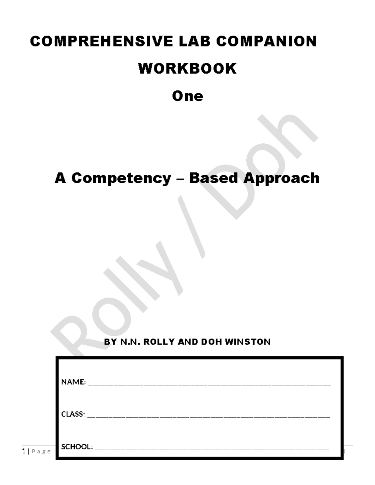 Form one workbook - for all - COMPREHENSIVE LAB COMPANION WORKBOOK One ...