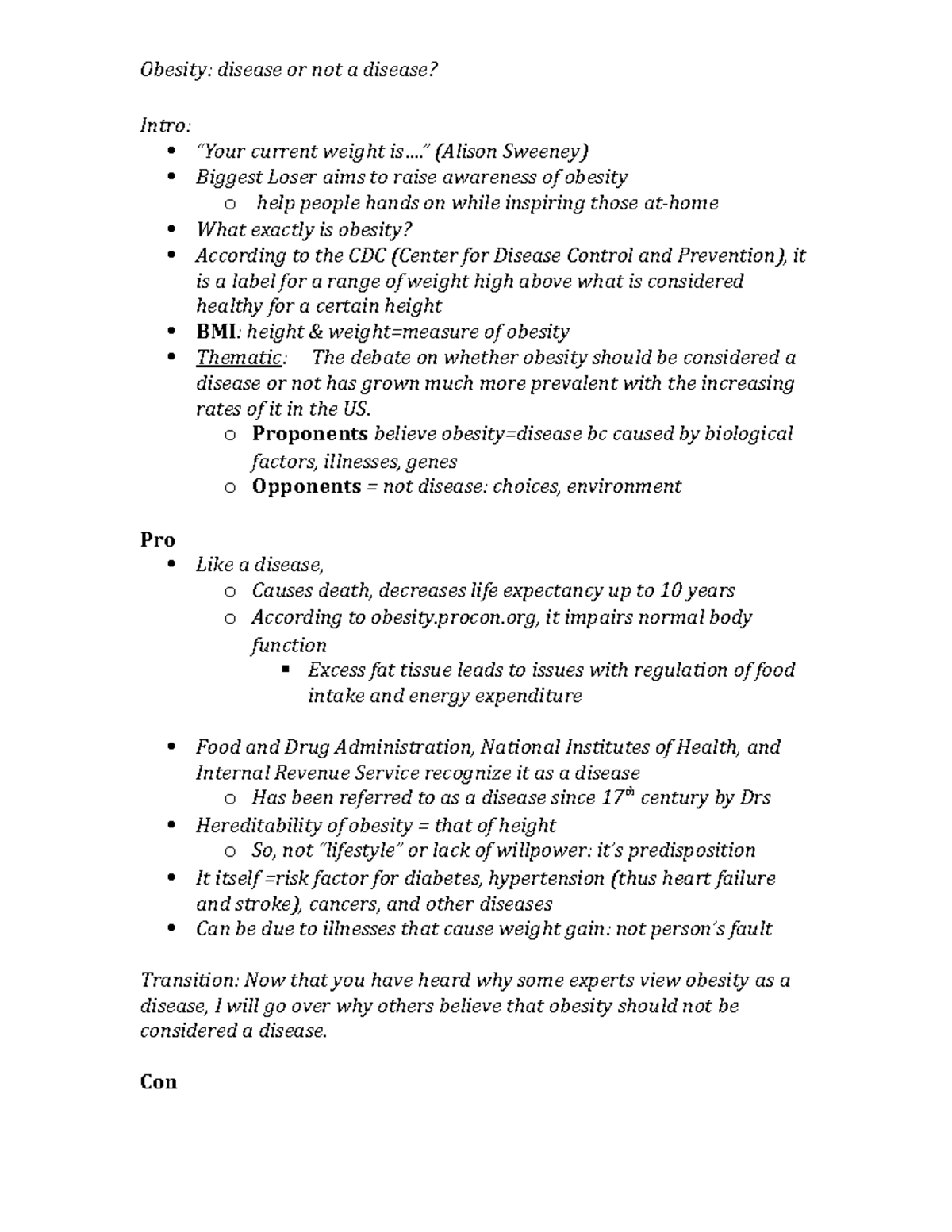 Public Speaking - Position Speech Professor Rosenthal Fall 2013 B+ ...