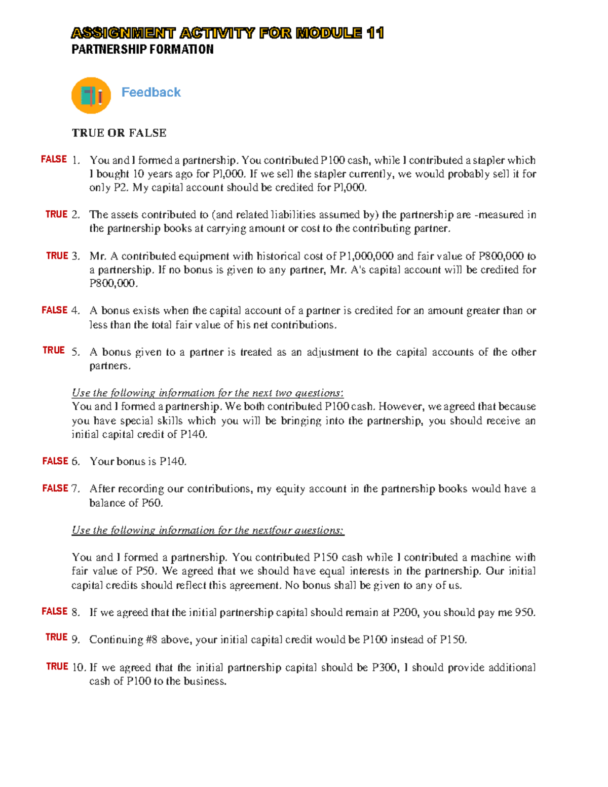 Ramos, Zachary Zandro S. - FAR Module 11 - PARTNERSHIP FORMATION ...