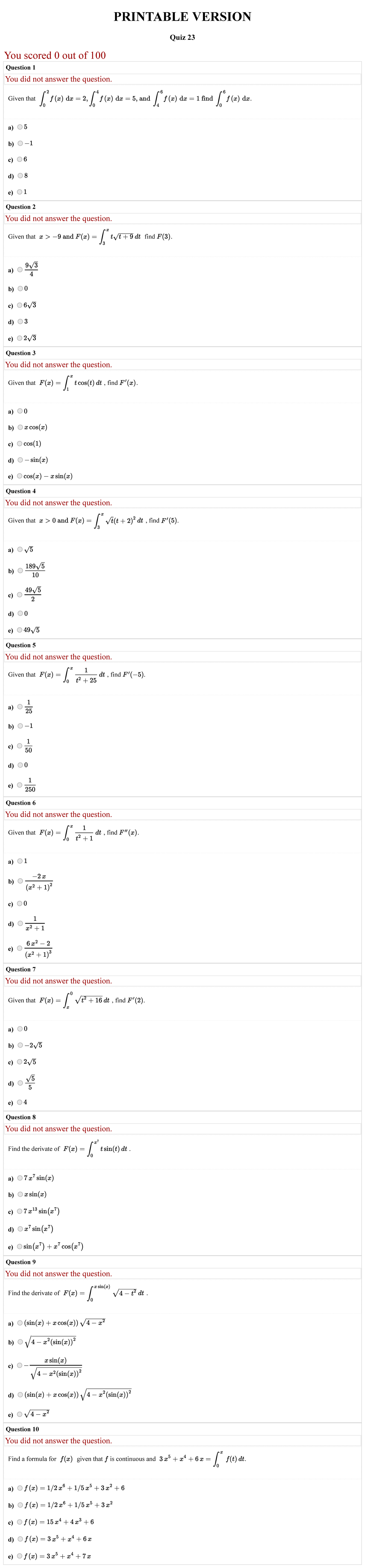Quiz 23 - Notes and test prep - PRINTABLE VERSION Quiz 23 You scored 0 ...