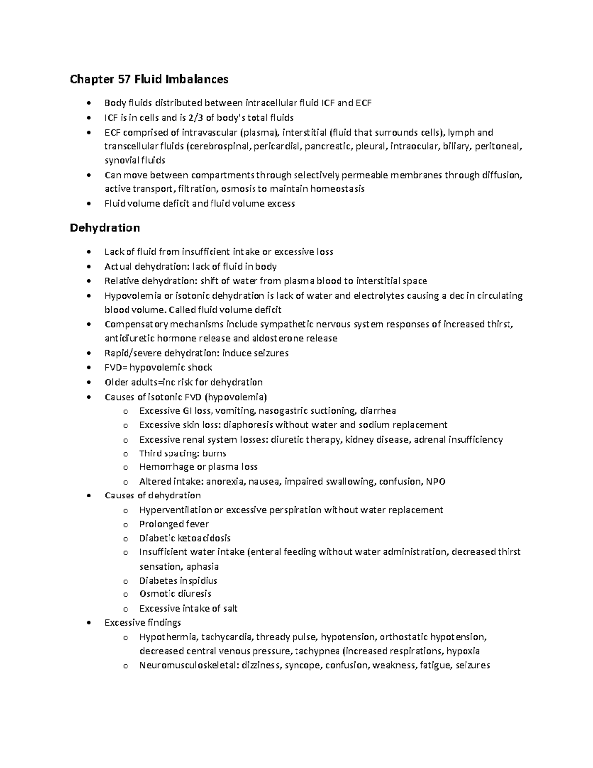 Ch 57 fluid imbalances - ati notes - Chapter 57 Fluid Imbalances Body ...