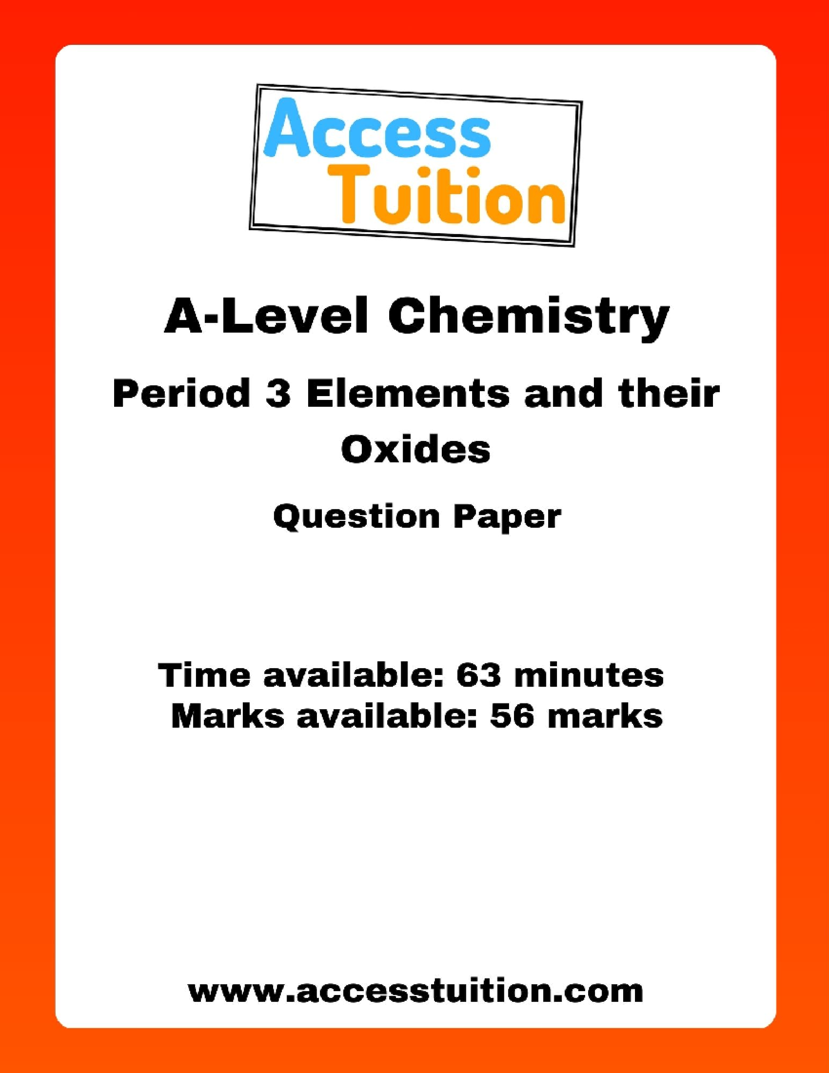Period 3 Elements and Their Oxides QP - accesstuition This question is ...