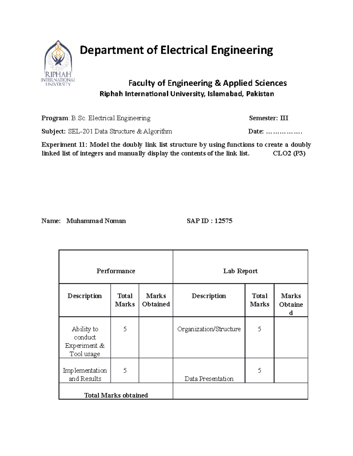 Lab-11 - Lab-11 - Department of Electrical Engineering Faculty of ...