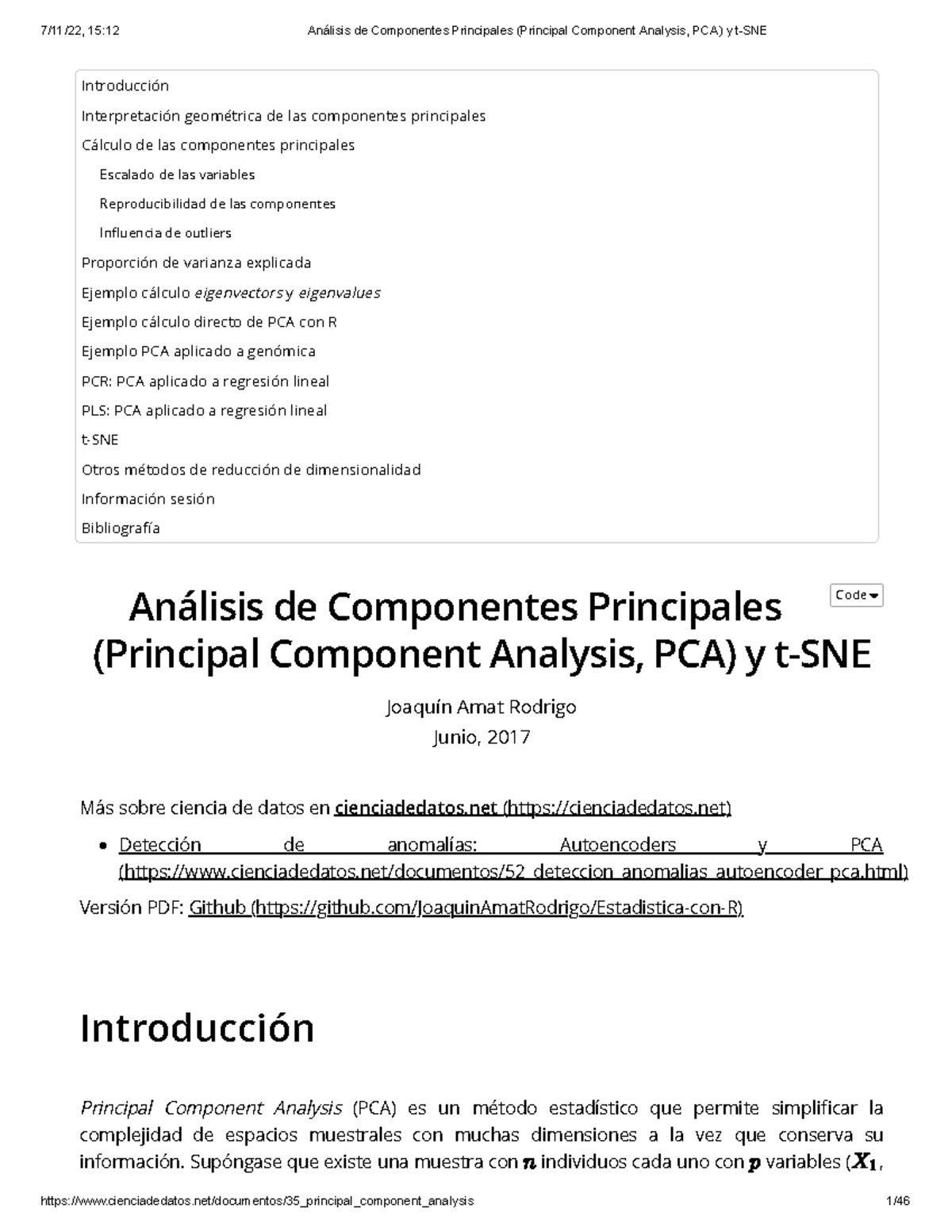 Análisis de Componentes Principales (Principal Component Analysis, PCA ...