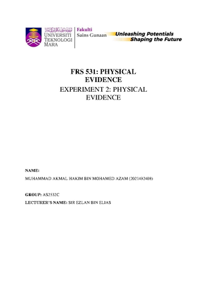 FRS531 Experiment 3 - SEMESTER 3 OCTOBER 2022 - FEBRUARY 2023 PHYSICAL ...