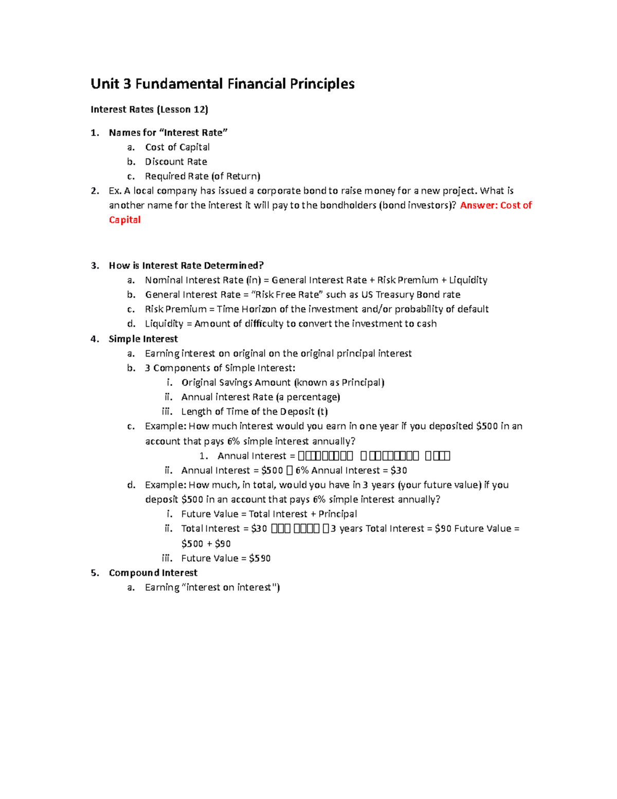 Finance Study Guide Cohorts - Unit 3 Fundamental Financial Principles ...