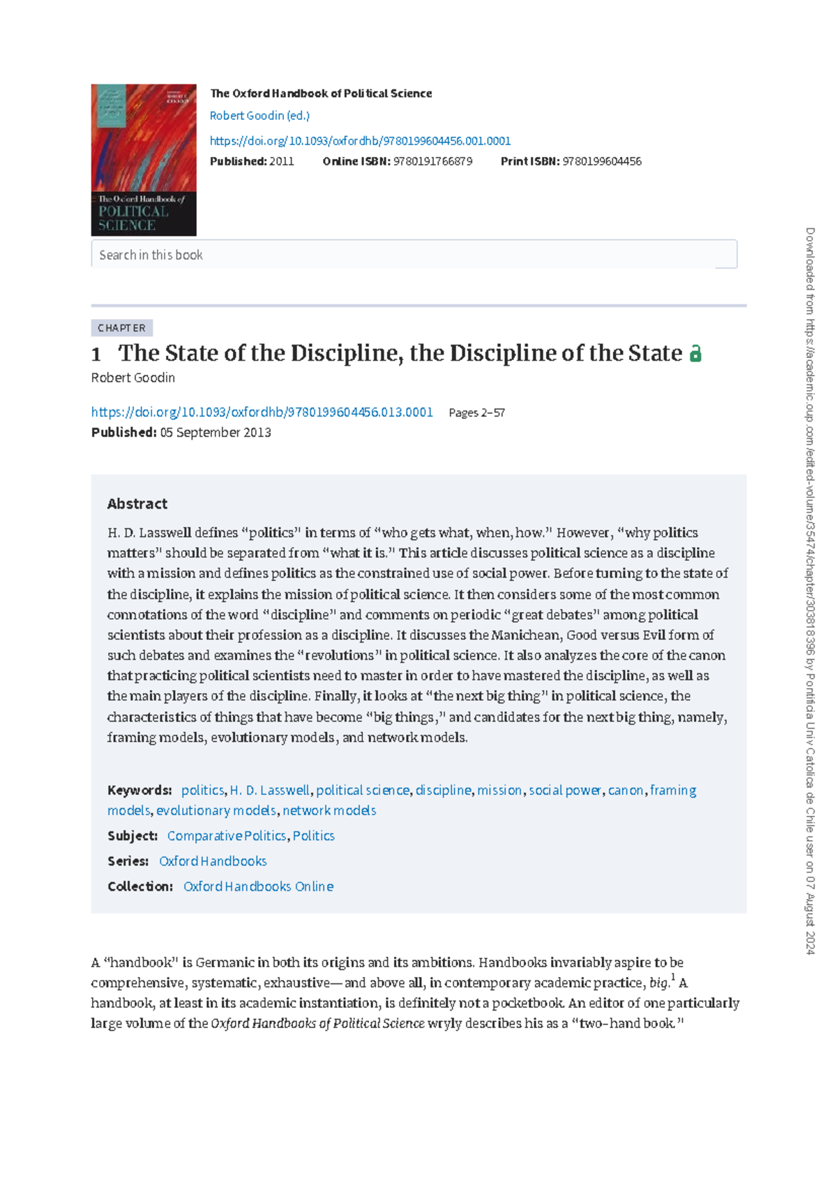 State of the discipline, Discipline of the State - The Oxford Handbook ...