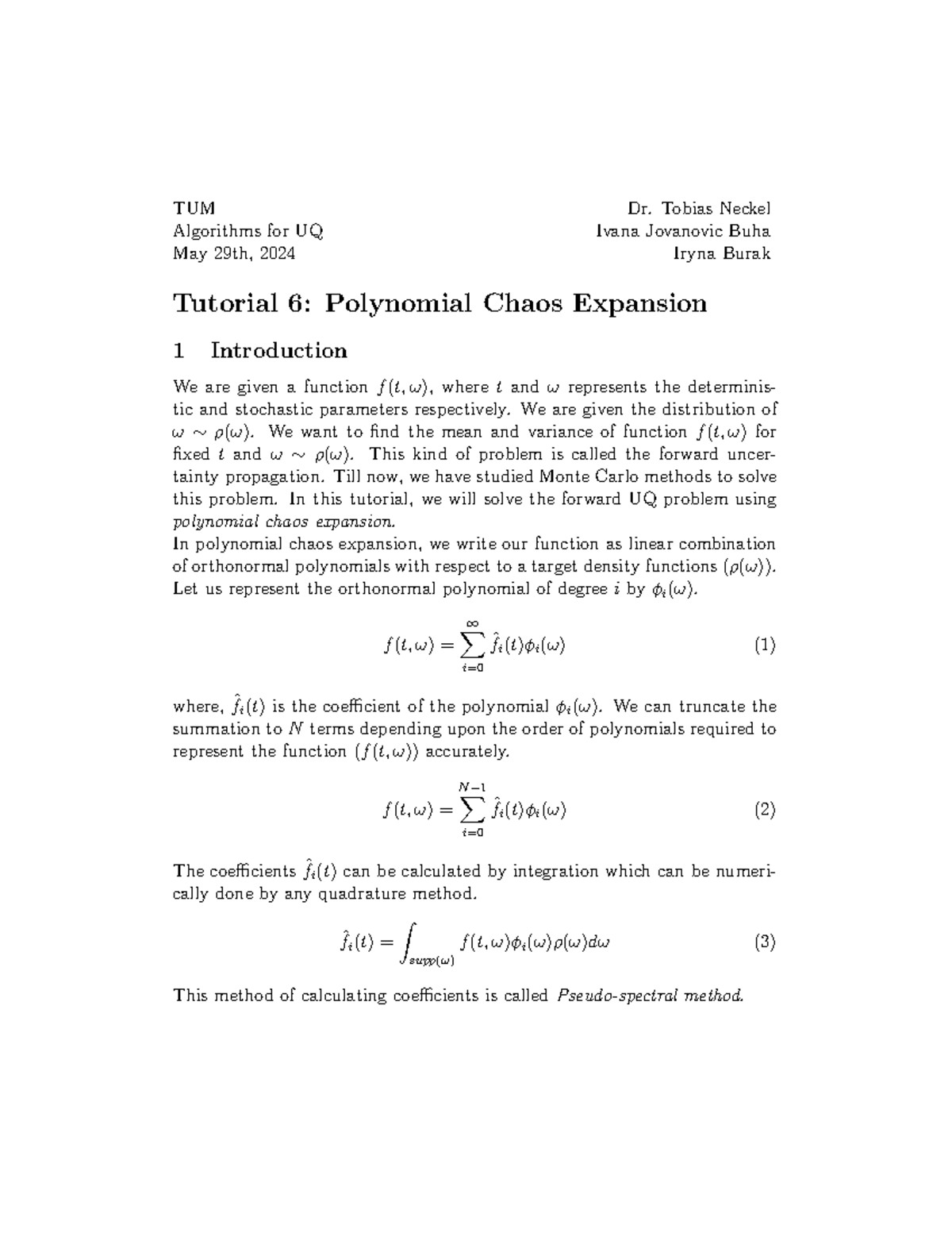 Worksheet 6 solution - tutorial work - TUM Algorithms for UQ May 29th ...