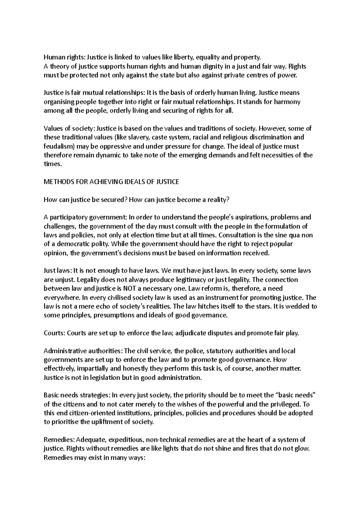 Human rights - work - Human rights: Justice is linked to values like ...