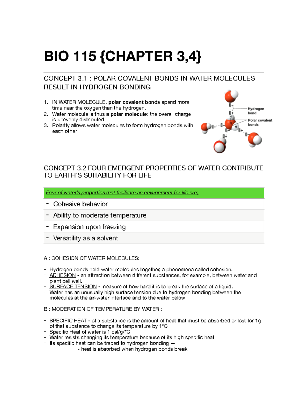 Ch 3-4 Notes - Professor Chang was my Teacher - BIO 115 {CHAPTER 3,4 ...