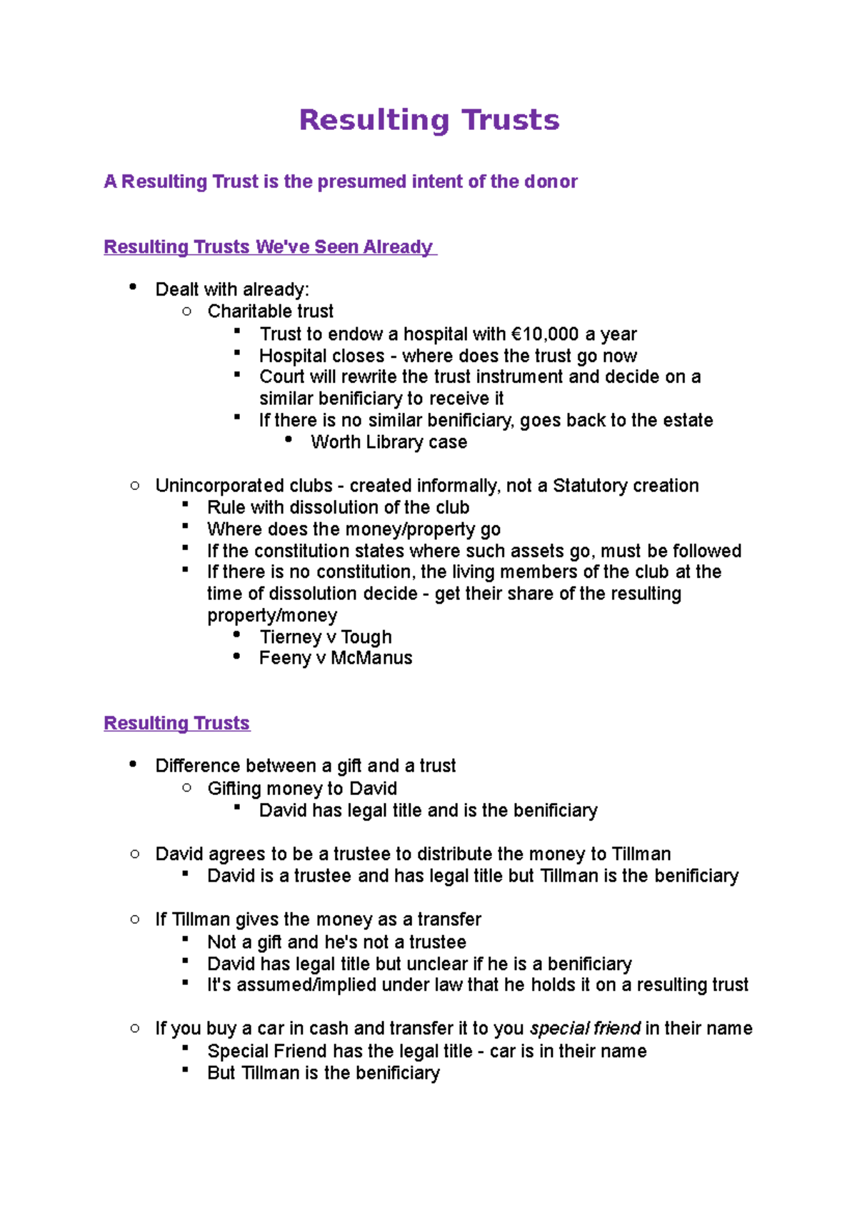 Resulting Trusts - 326 o Kekewich J held that the intention had not ...