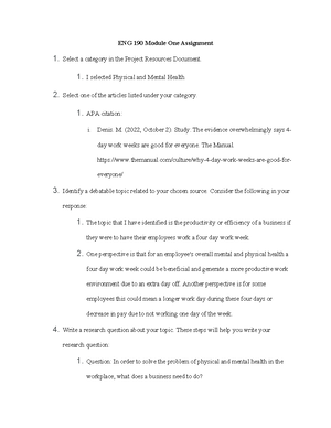 ENG190Assignment 1 - ENG-190 Module One Assignment Category choice ...