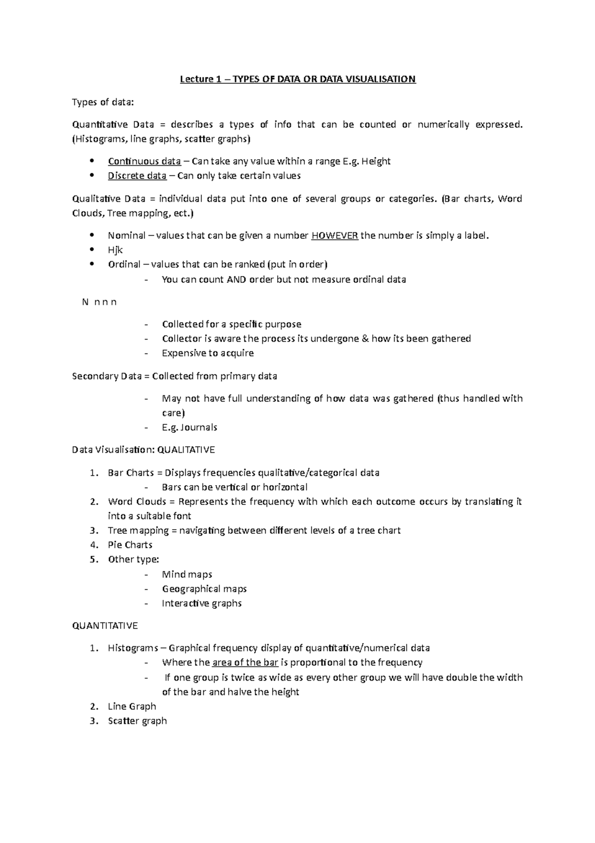 Lecture 1 - Lecture 1 – TYPES OF DATA OR DATA VISUALISATION Types of ...