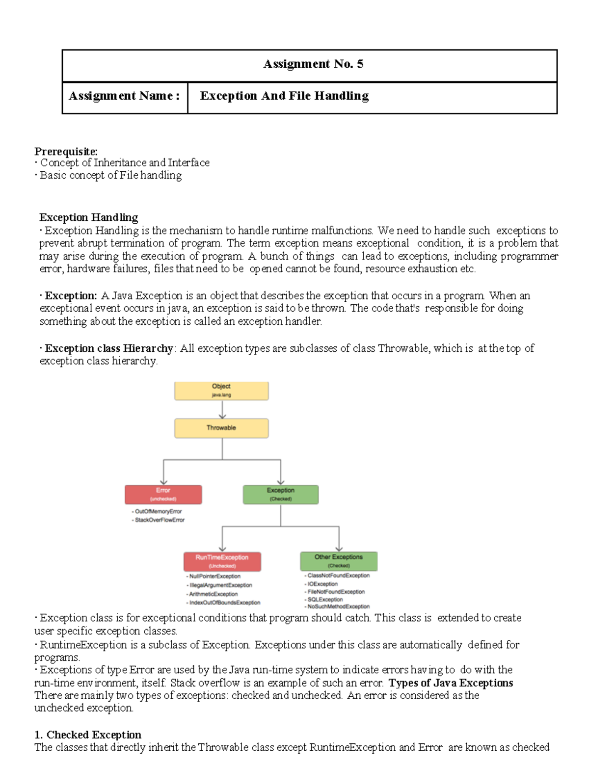 Core java lab ass5 - Core java - Prerequisite: ∙ Concept of Inheritance and Interface ∙ Basic ...