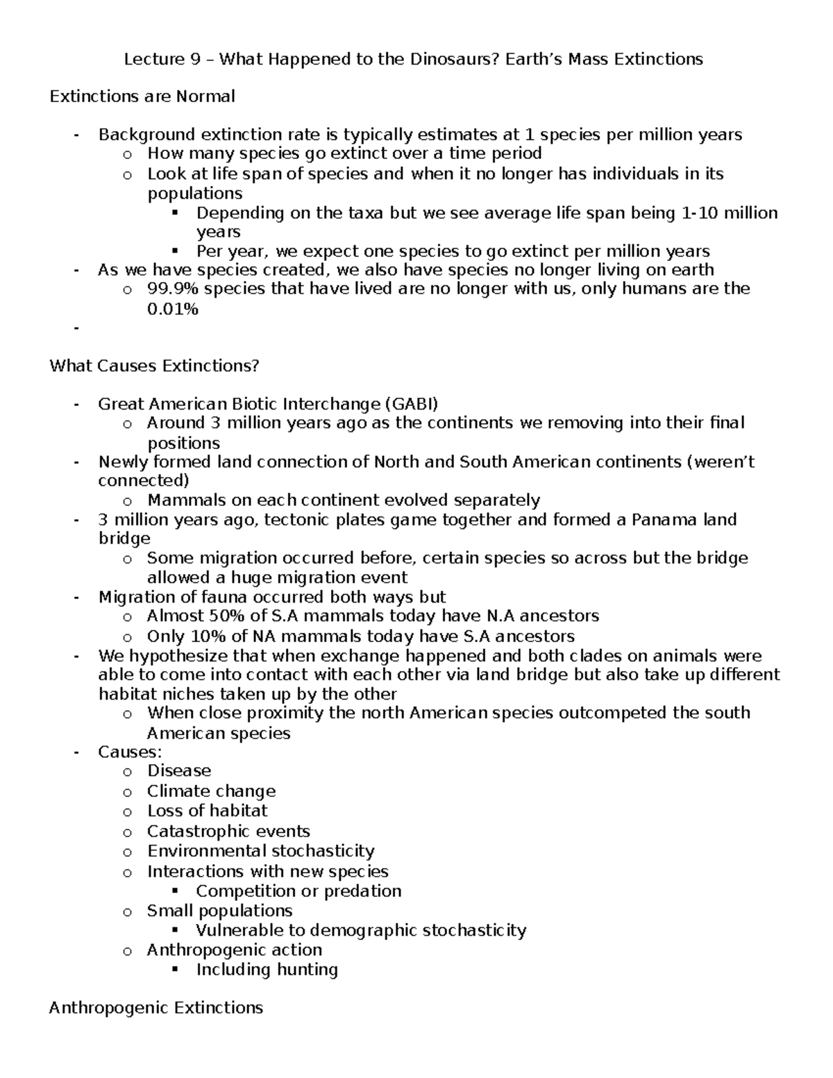 Lecture 9 - What Happened to the Dinosaurs - Lecture 9 – What Happened ...