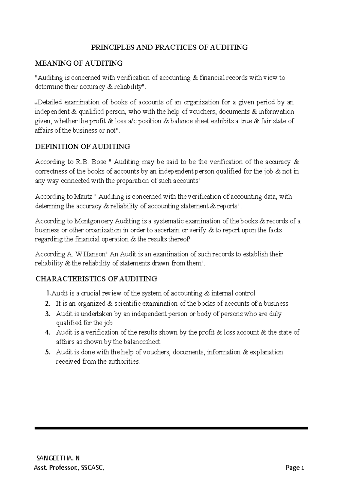 Auditing 2 - PRINCIPLES AND PRACTICES OF AUDITING MEANING OF AUDITING ...