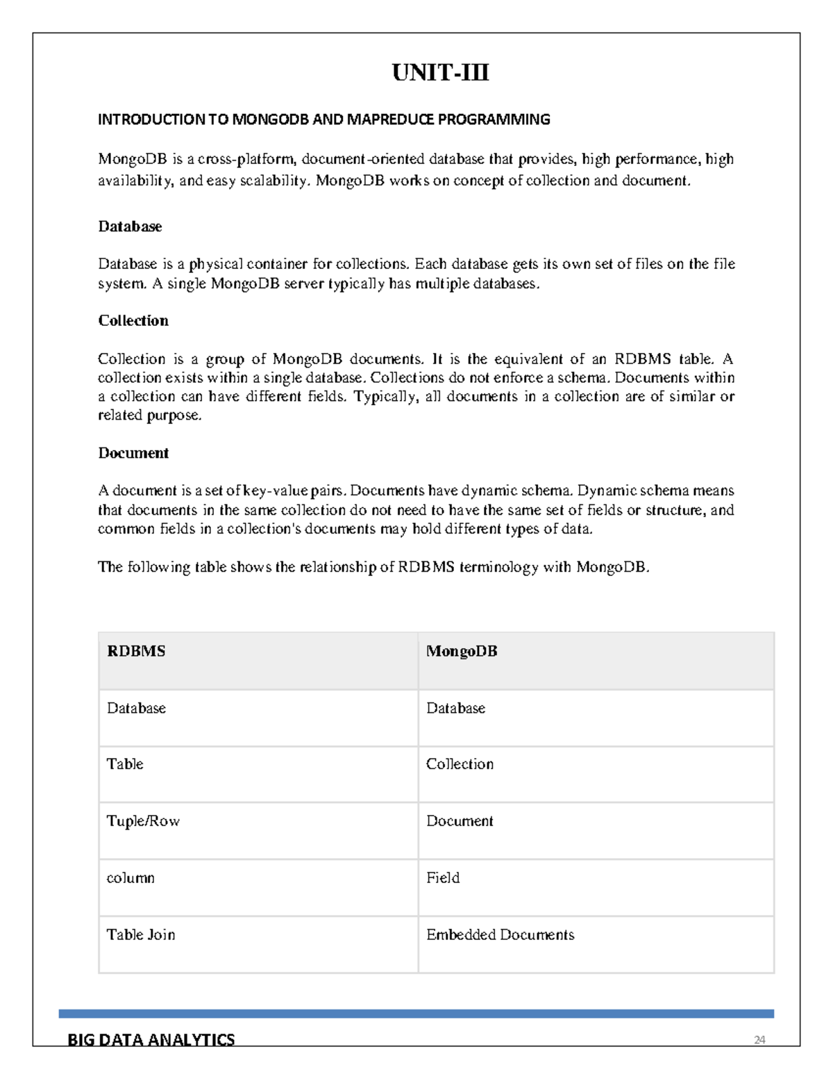 (R17A0528) BIG DATA Analytics-29-56 - UNIT-III INTRODUCTION TO MONGODB AND MAPREDUCE PROGRAMMING ...