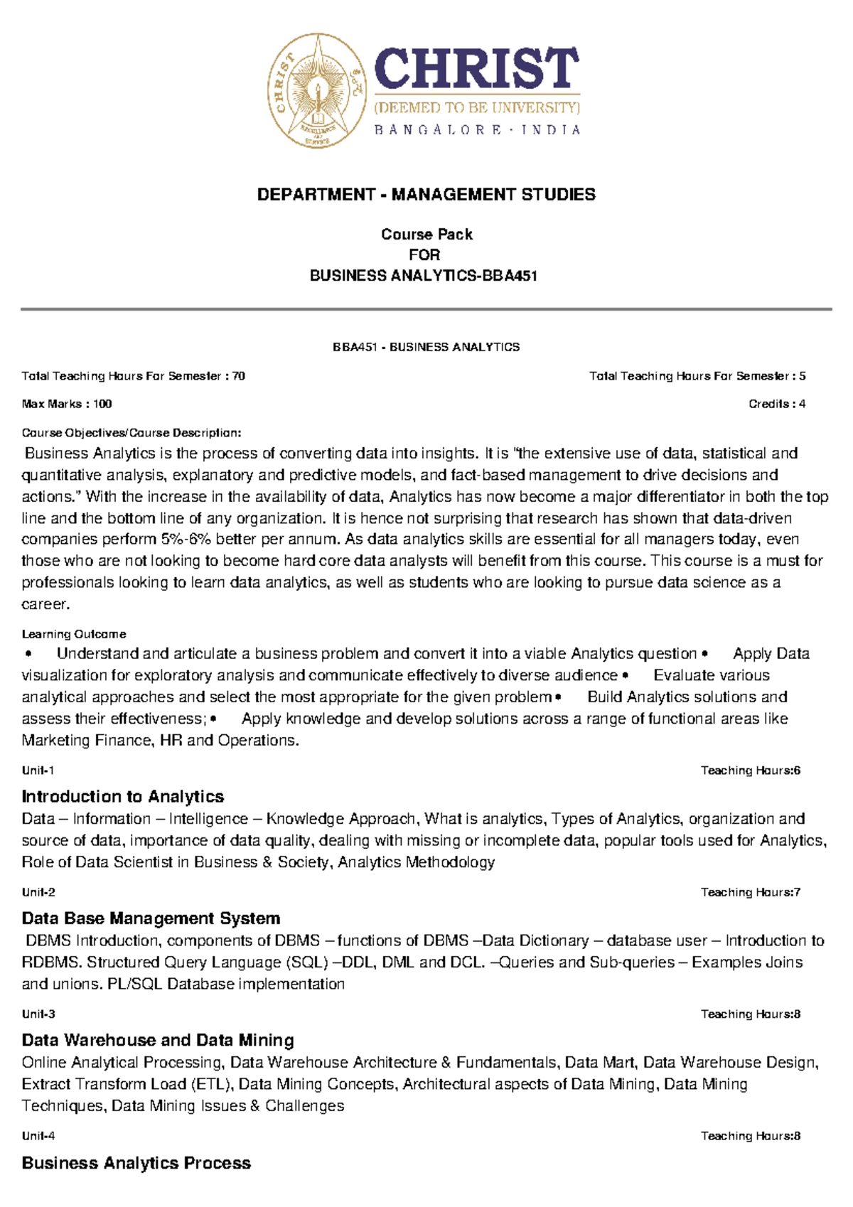 Business Analytics(BBA451)-1546934007209 - DEPARTMENT - MANAGEMENT ...