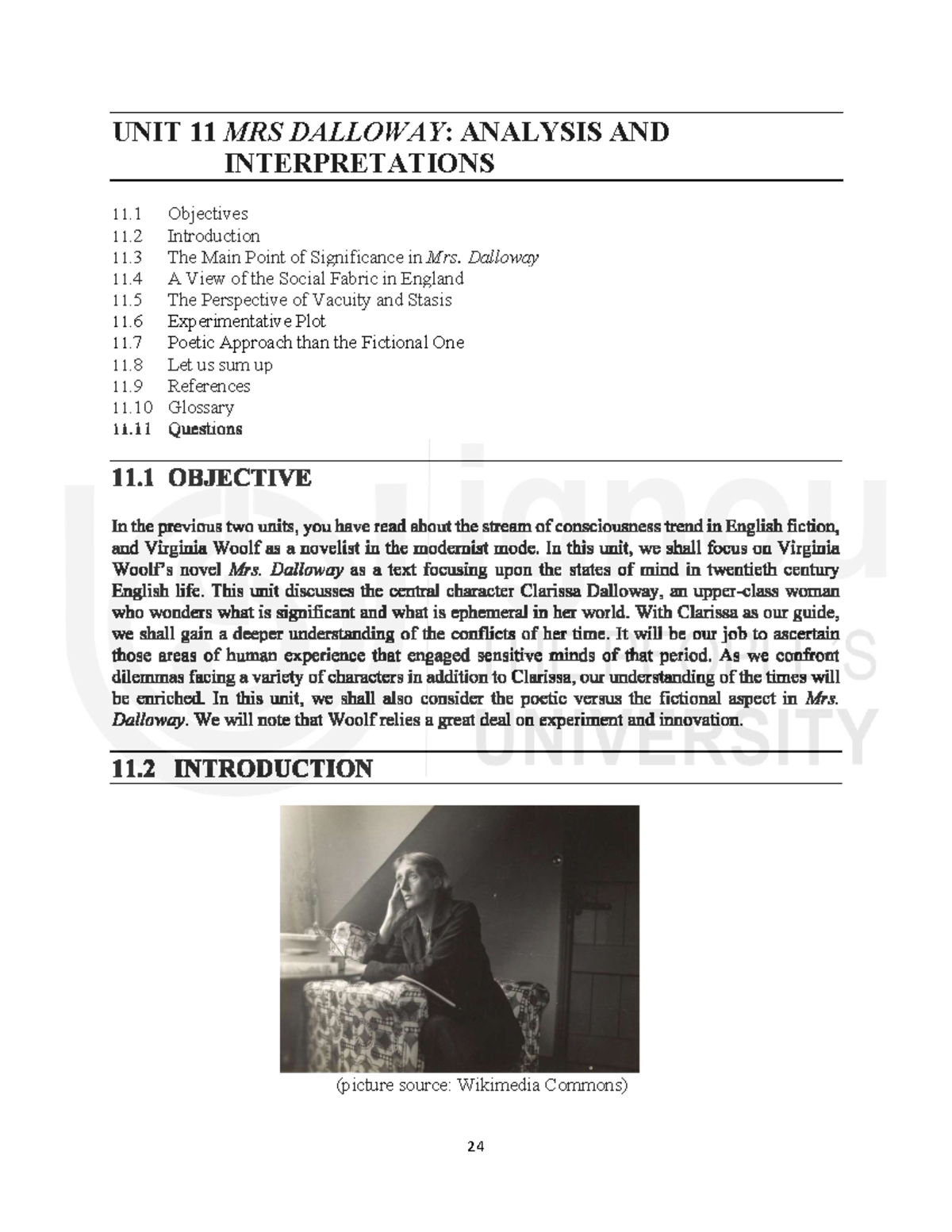 Unit-11 - Helping material - UNIT 11 MRS DALLOWAY: ANALYSIS AND ...