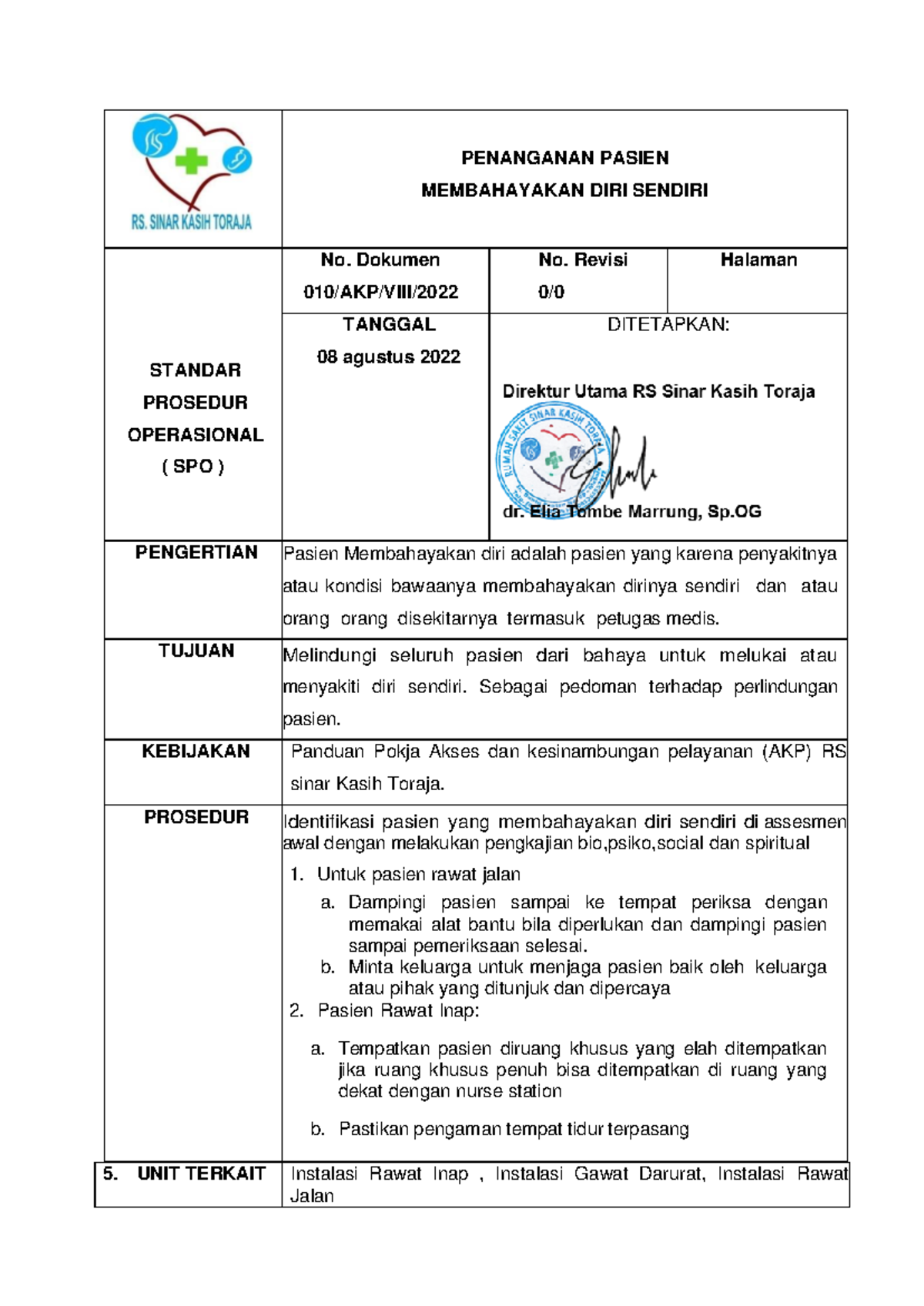 Transfer pasien sop - dcsv - PENANGANAN PASIEN MEMBAHAYAKAN DIRI ...